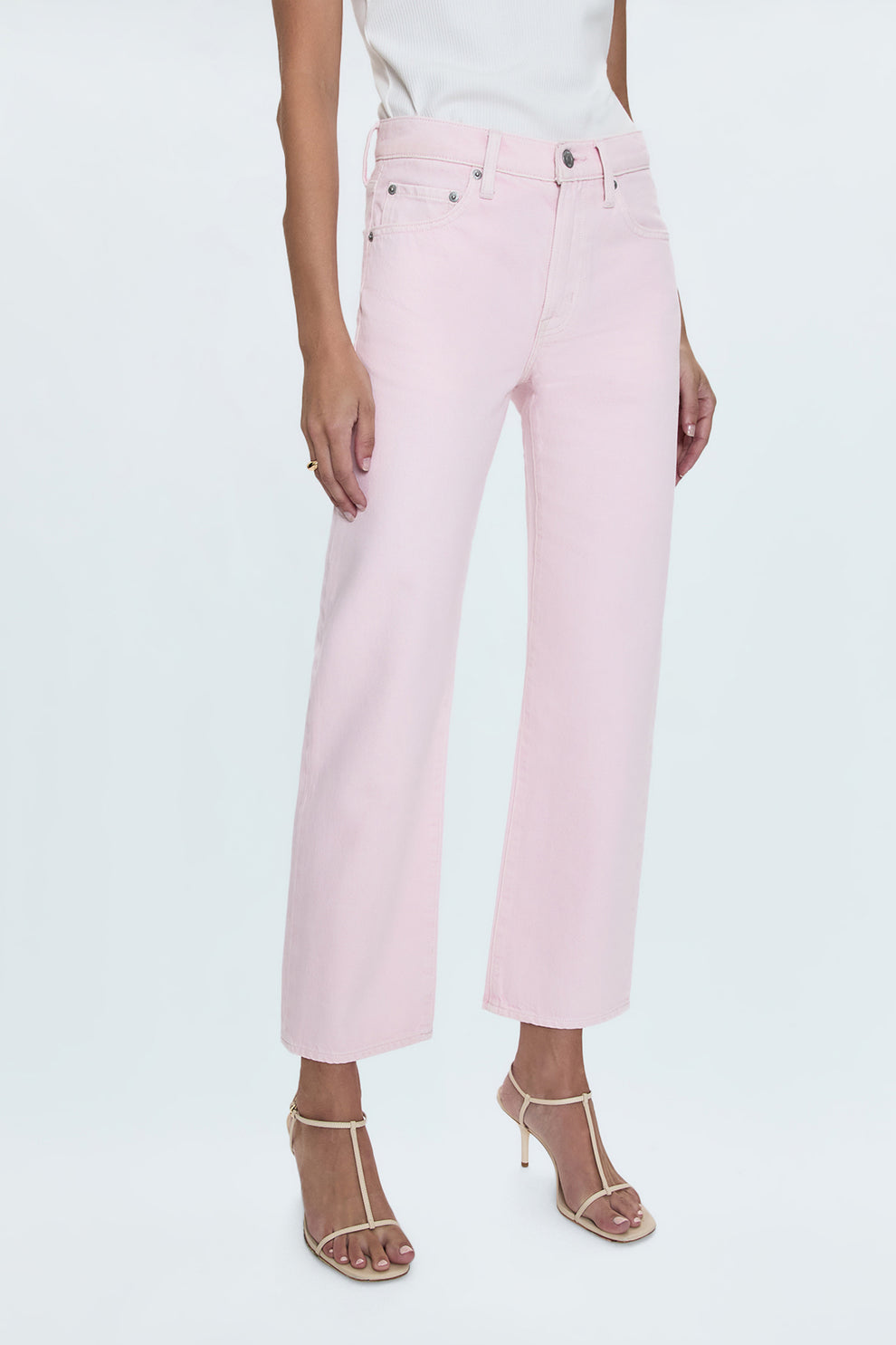 Lexi Mid Rise Bowed Straight Jean - Blush – Pistola Denim