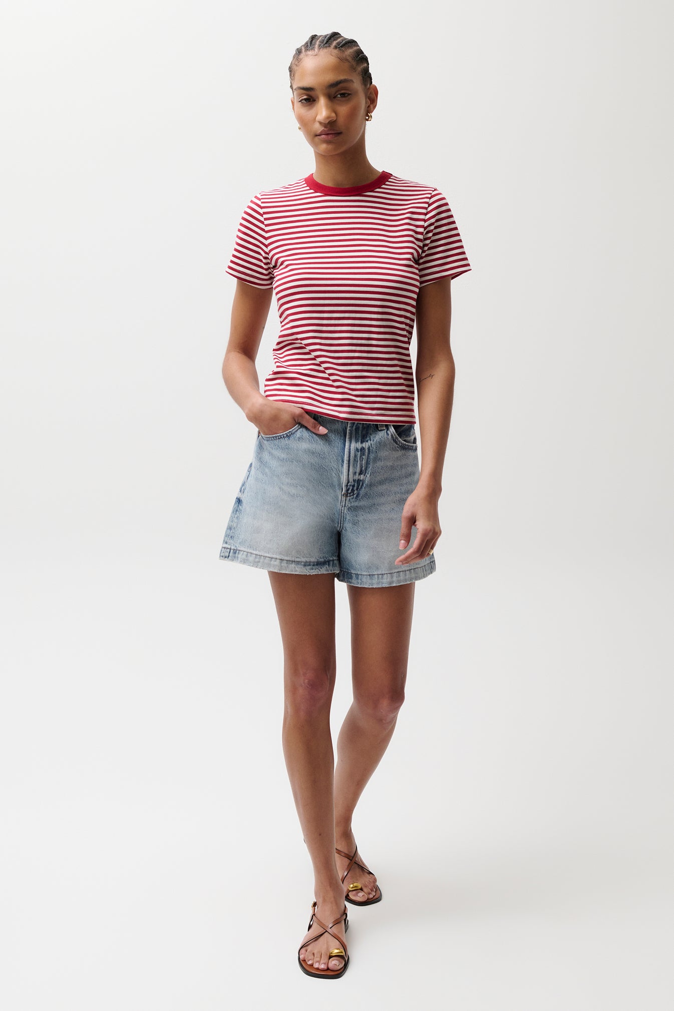 Saige High Rise A-Line Short - French Riviera – Pistola Denim