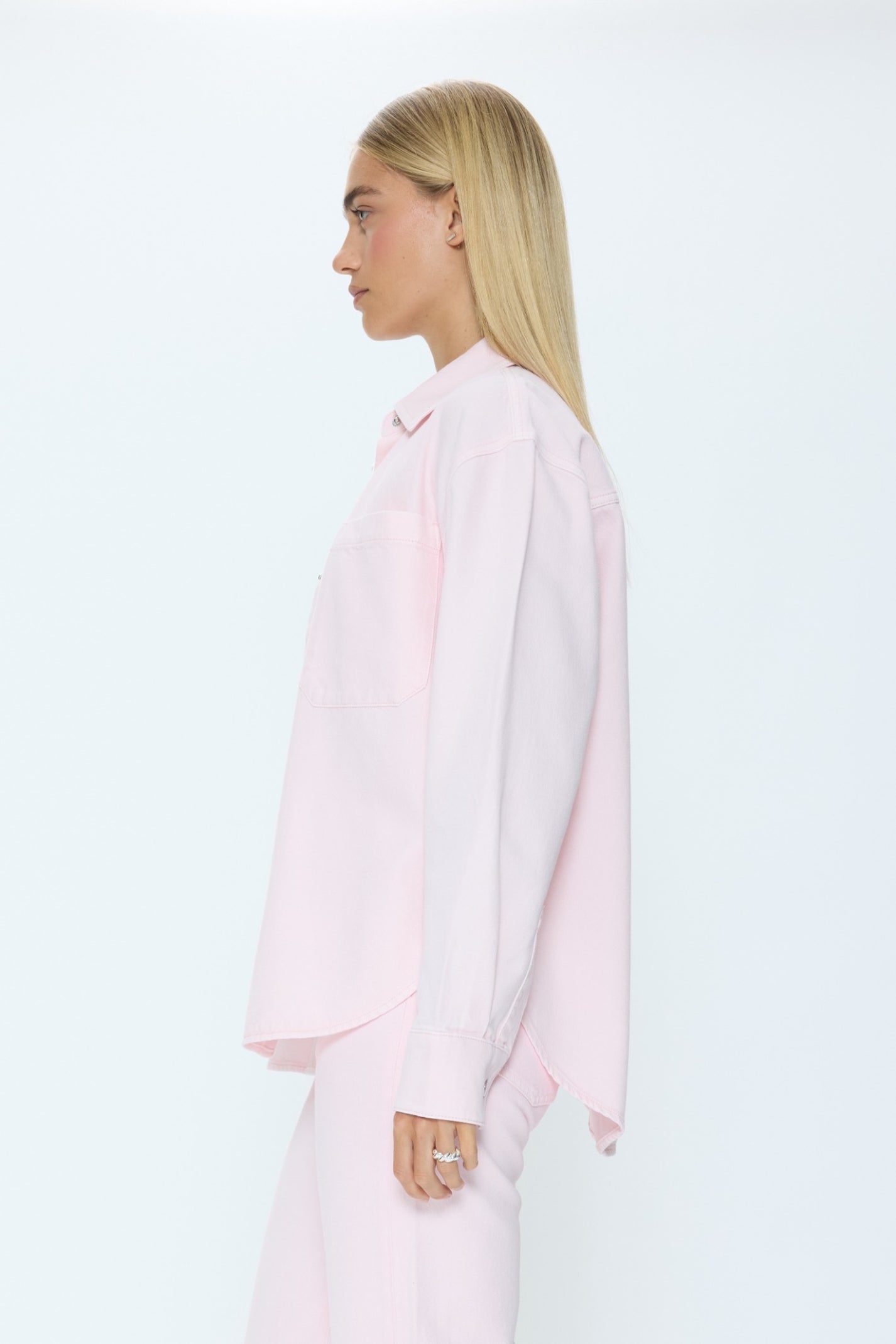 Elin Fluid Denim Shacket - Blush – Pistola Denim